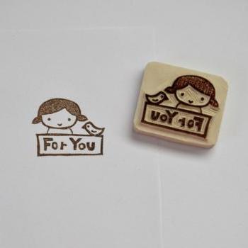 Hand Carved Rubber Stamp / For You on Luulla