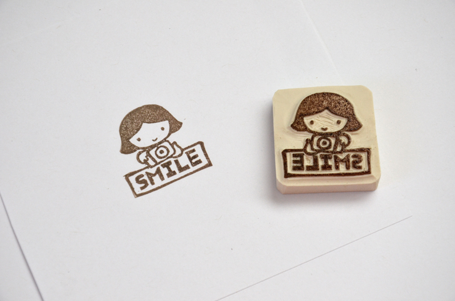 Hand Carved Rubber Stamp / Smile on Luulla