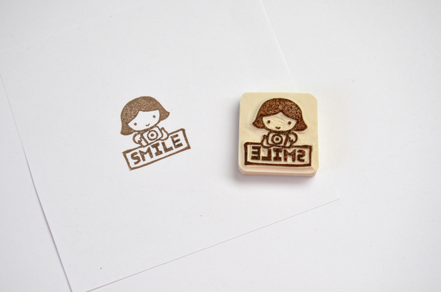 Hand Carved Rubber Stamp / Smile on Luulla